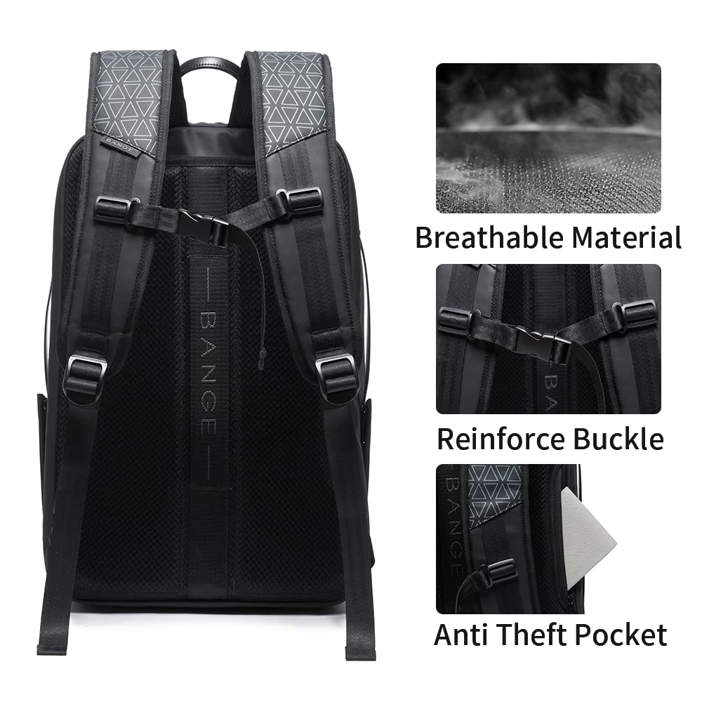 BANGE 45L Expandable Travel Backpacks,Weekender Carry On Backpack, Flight Approved Business Backpack for 17.3inch Laptop
