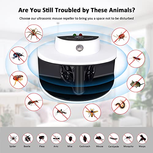 Diaotec Squirrel Repeller Ultrasonic Repellent Plug in Mouse Rodent Deterrent with 4 Modes for Rats Squirrel Mosquito Spider Mites Bugs Cockroach-Safe for Pet
