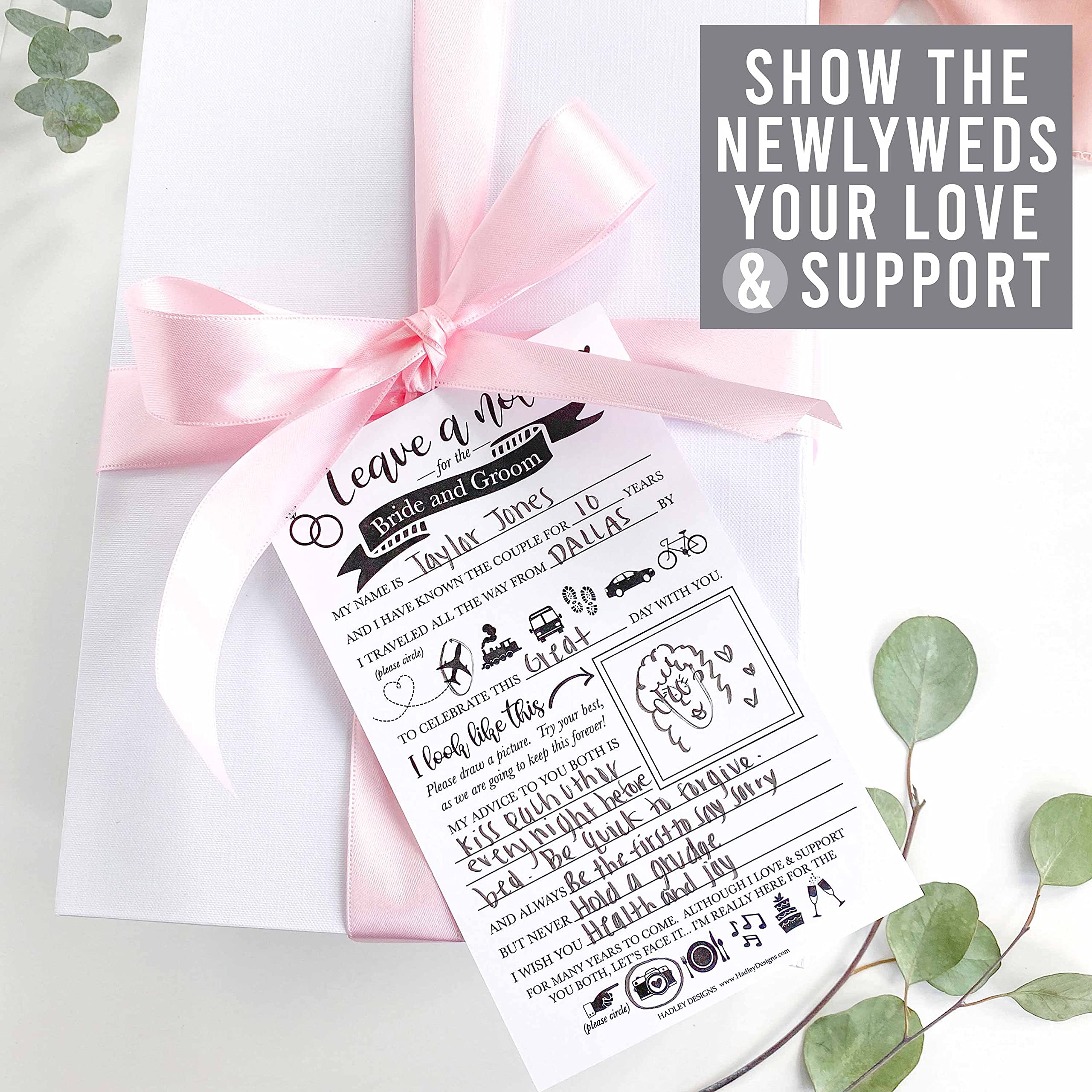 Hadley Designs 25 Wedding Advice Cards for Bride and Groom For Wedding Card Boxes For Reception, Wedding Guest Book Alternative, Bridal Shower Games For Guests, Advice for the Bride Wedding Games