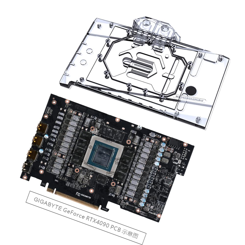 Copper GPU Water Cooling Block GPU Waterblock Graphics Card Water Cooling Block for Gigabyte Aorus GeForce RTX 4090 Master Gaming (5V ARGB RBW Aura Effect LED Lights GPU Block with Backplate)