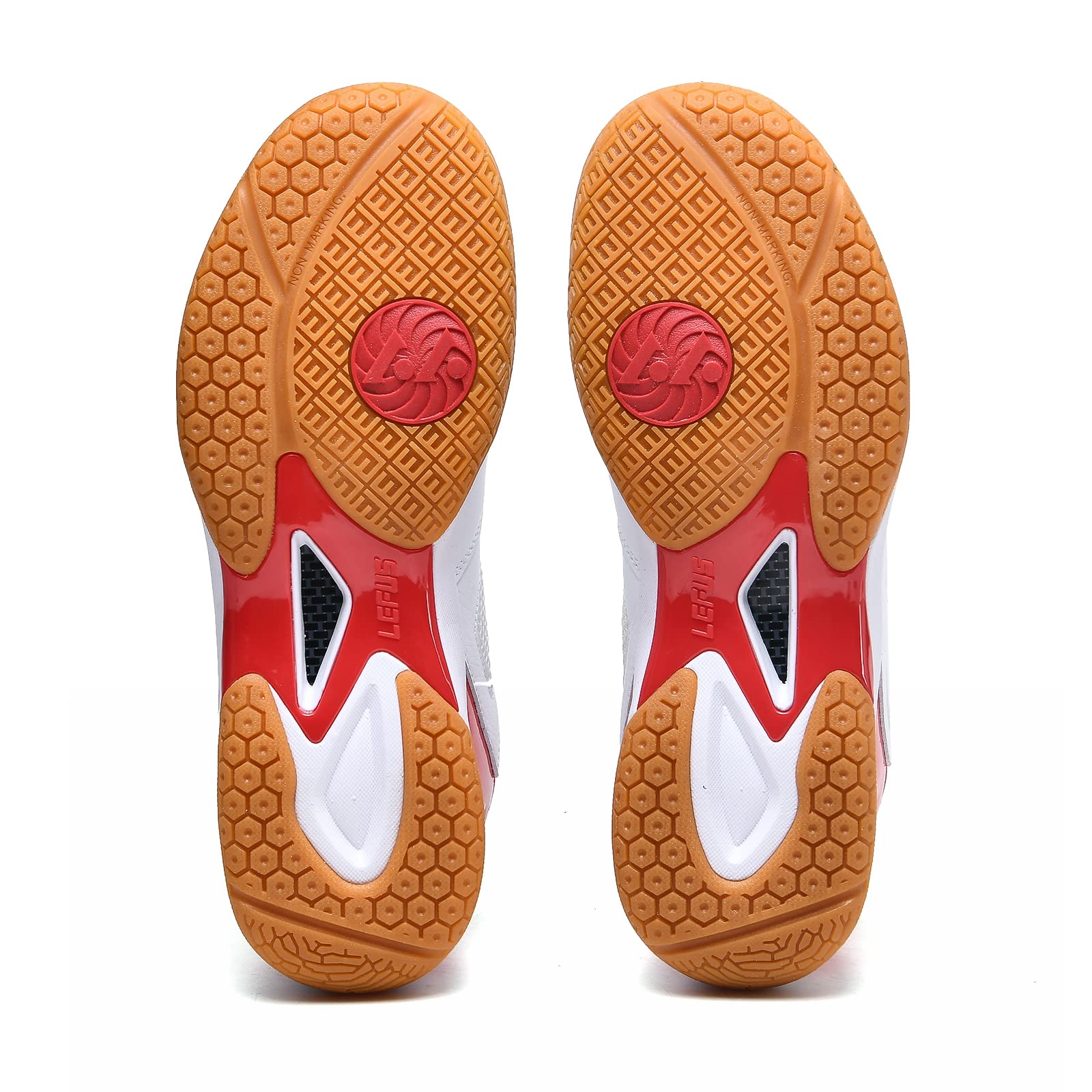 Condromly Women's Light 22 Lightweight Cushioning Pickleball Court Shoes (White/Red, 7)