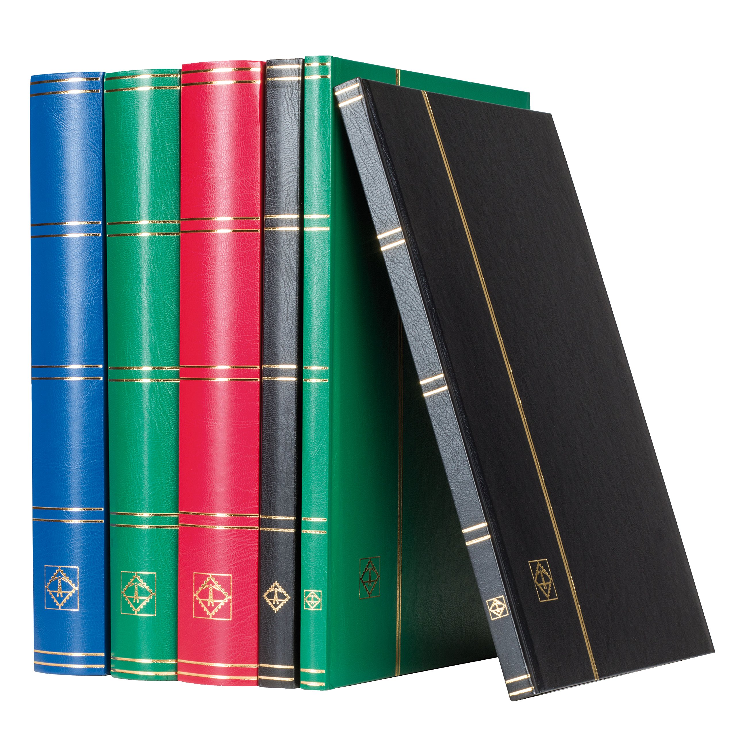 LIGHTHOUSE â âBASICâ Hard Cover Stockbook for Stamps - 64 Black Cardstock A4 Pages with Clear Strips and Double Linen Hinges - Green