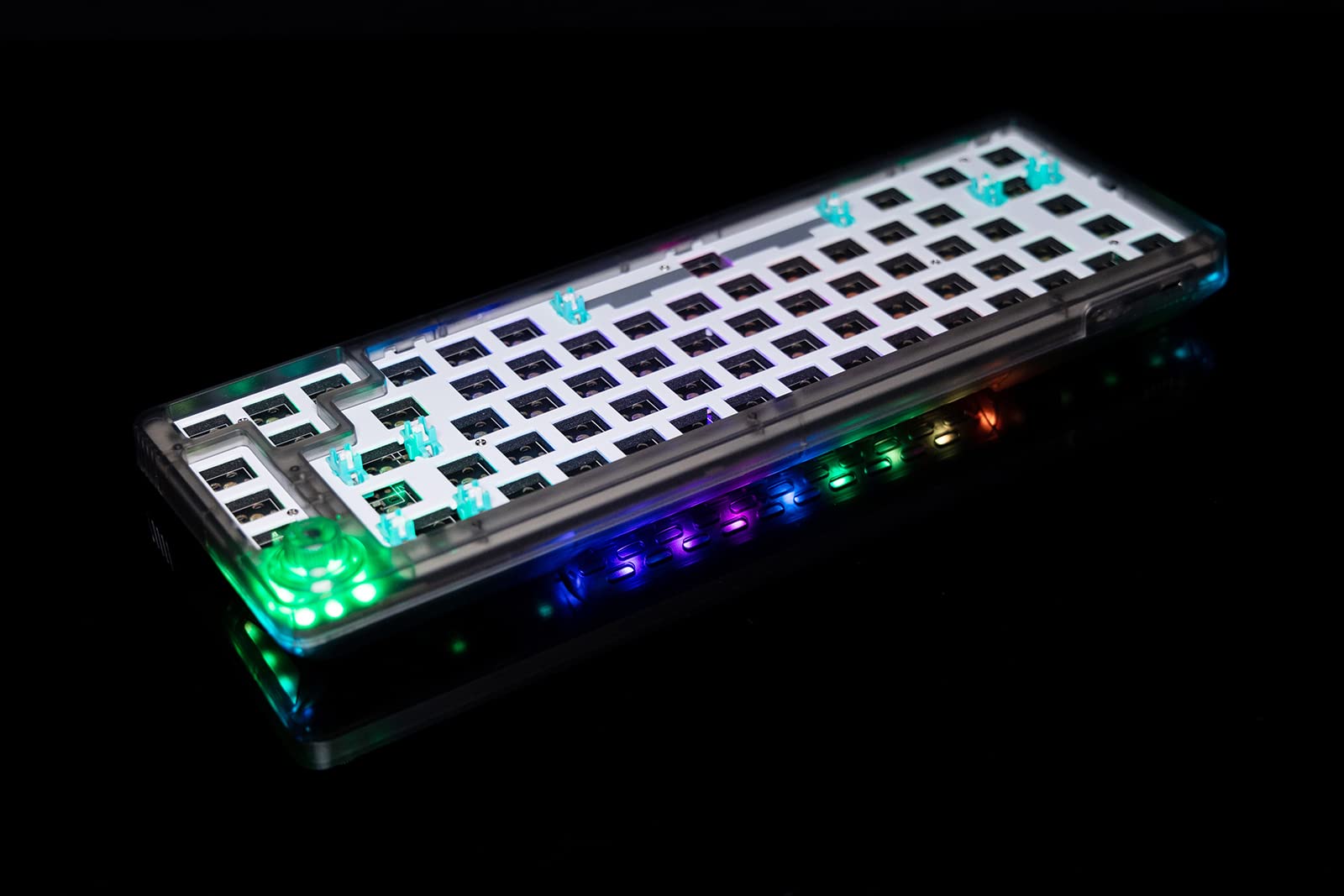 GK GAMAKAY LK67 RGB Modular DIY Mechanical Keyboard, 67 Keys Hot Swap 3pin/5pin Switches, Programmable Triple Mode Bluetooth 5.0/USB-C Wired/2.4GHz Wireless Customized Keyboard Kit (Clear Black)