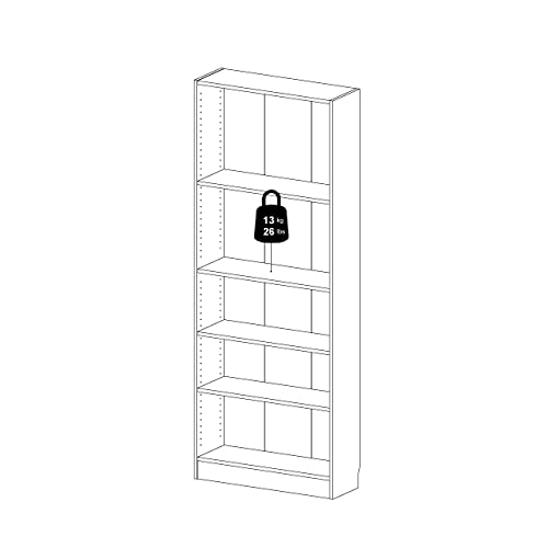 Tvilum Element Wide 5 Shelf Bookcase, Tall, White