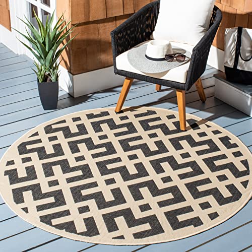 SAFAVIEH Courtyard Collection 6'7" Square Terracotta / Bone CY6915 Indoor/ Outdoor Splashproof Easy Scrubbing Patio Backyard Mudroom Area Rug