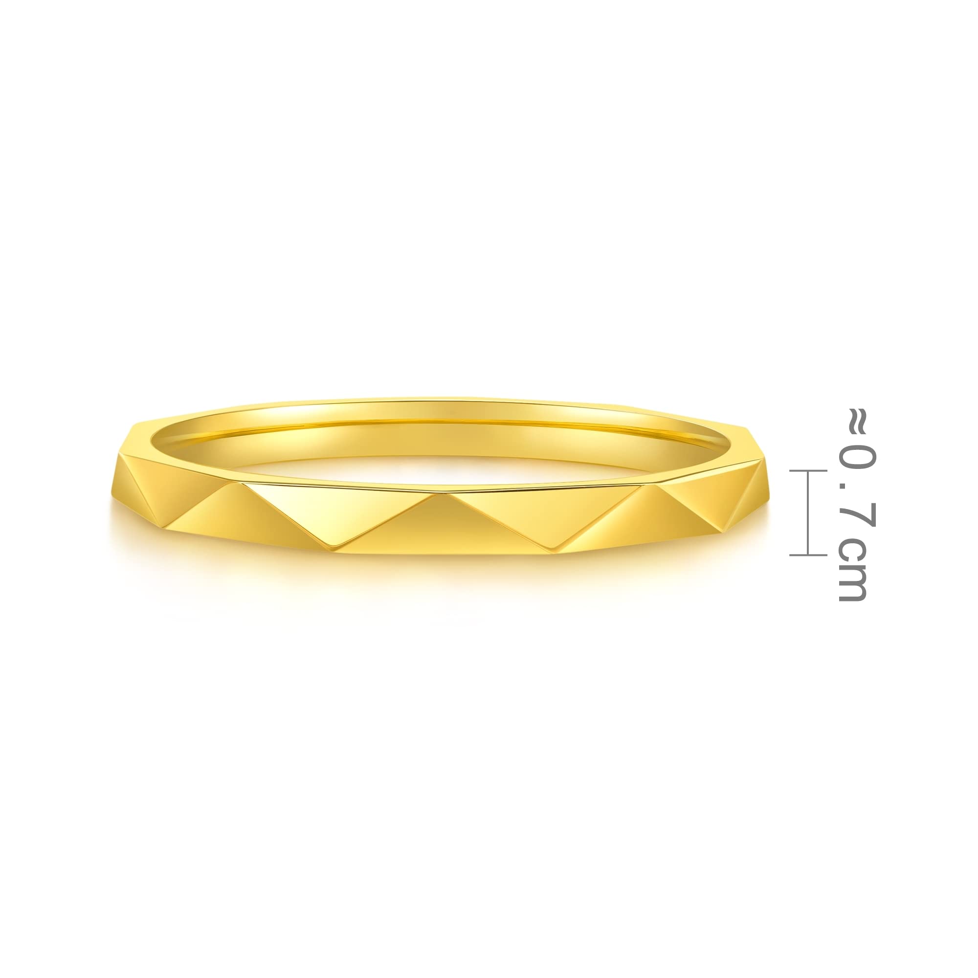 Chow Sang Sang Dazzling Mirror Gold 999.9 24K Solid Gold Price-by-Weight Gold Simple Decagon with Triangular Pattern Stackable Slip-On Bangle for Women 93421K (Approx. 2.34tael (~87.58g), 8 (Wrist Size:15-16 CM))