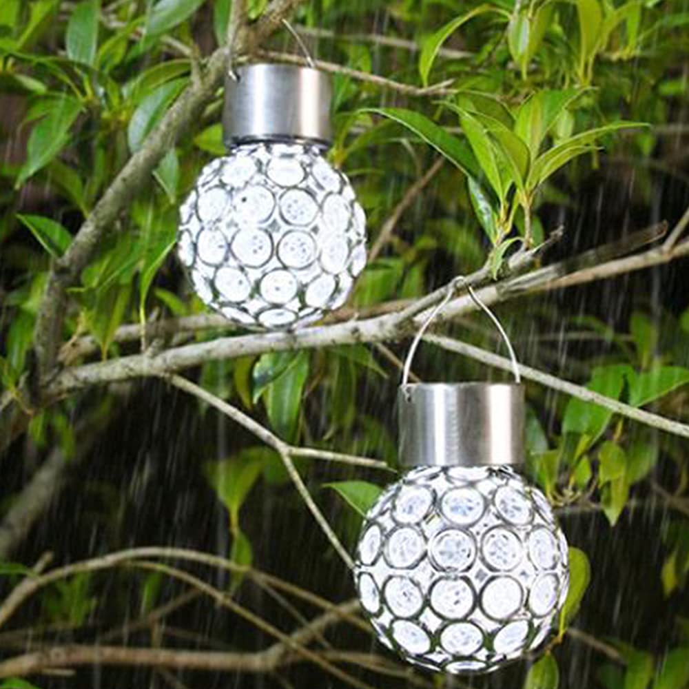 ZHUANYIYI 3 Pieces, Outdoor Solar Lights, Creative Hanging Hollow Ball Courtyard Lawn Landscape Lights, Home Garden Pavement Waterproof Decorative Lights