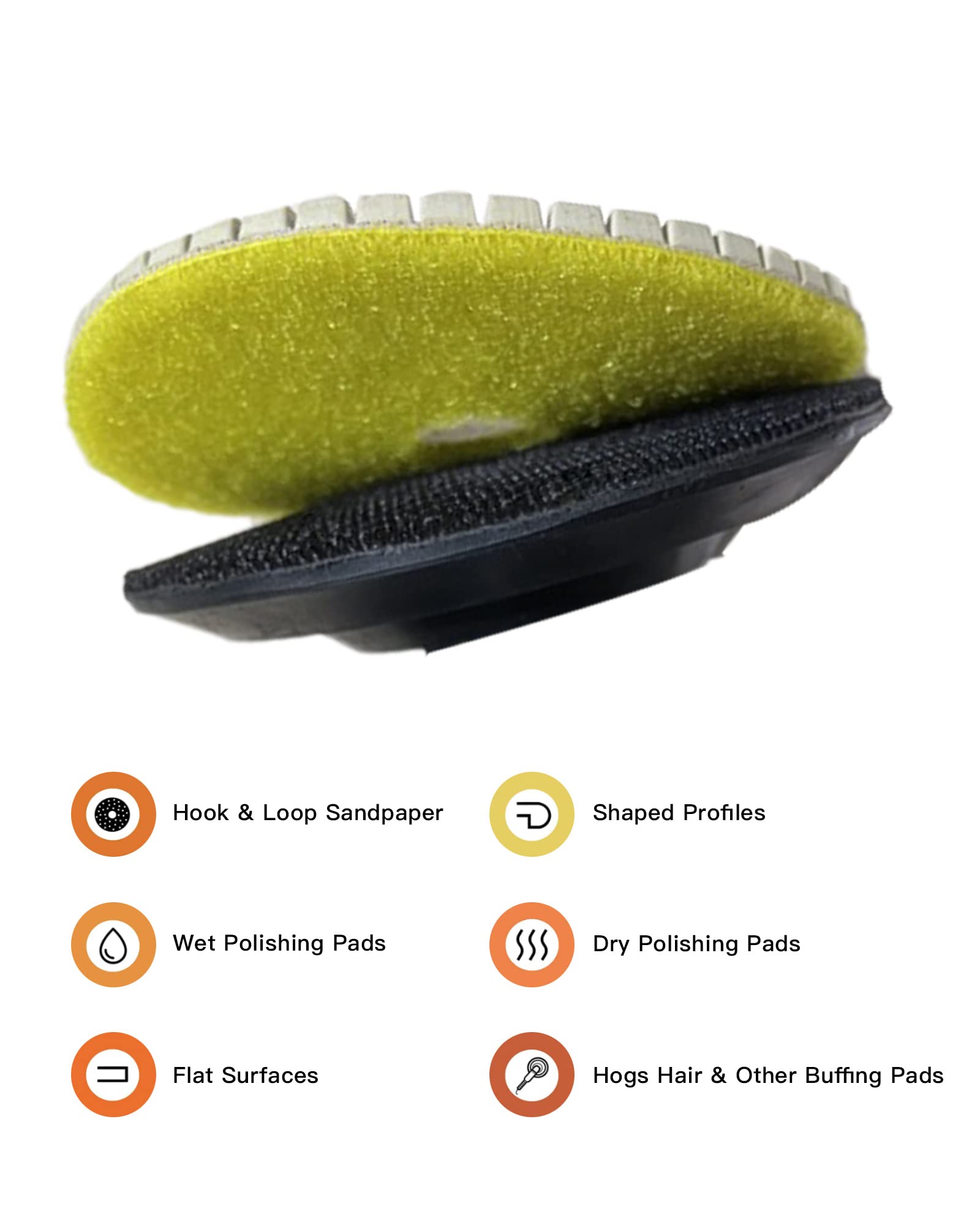 ComeFloor Rubber Backer Pad 4" Hook and Loop Rubber Backing Pad for Countertop Wet Dry Polishing - Arbor 5/8" 11, 4 Inch