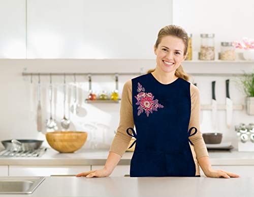 Classy Pal Cobbler Aprons for Women with Pockets, Plus Size Apron, Cleaning Smock for Artist, Nail Tech, Teacher & Hair Stylist, Mandiles Para Mujer (Navy)