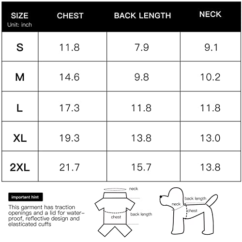 Dog Raincoat Adjustable Puppy Dog Raincoats Waterproof Dog 4 Legs Raincoats Coat for Small Medium Dogs Poncho with Reflective Strap Pet Raincoat with Reflective Stripe and Leash Hole (Small, Blue)