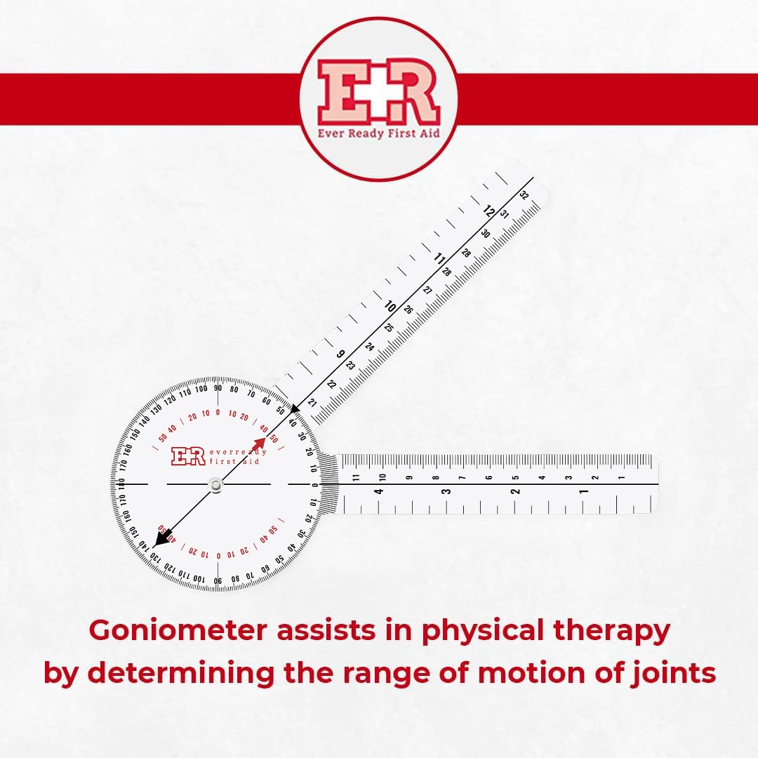 Ever Ready First Aid Plastic 8” Goniometer 360 Degree ISOM