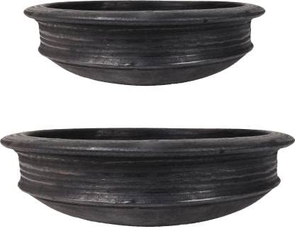 clay handi/kadhai/ meen chatti (black 1,2,liter, cooking & serving, pre-seasoned Gas Stove and Microwave ) Pot 1,2 L Handi 1 L, 2 LĀ Ā (Earthenware) | clay handi earthenware cooking kadhai