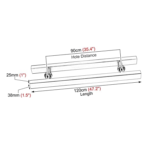 Heavy Duty Commercial Sliding Glass Barn Door Handle Pull, H-molding Contemporary Interior Exterior Door Pull Push Handles, 20/23/32/47/59inch Long, Back-to-Back Mount (Matte Black 120cm/47.2in)