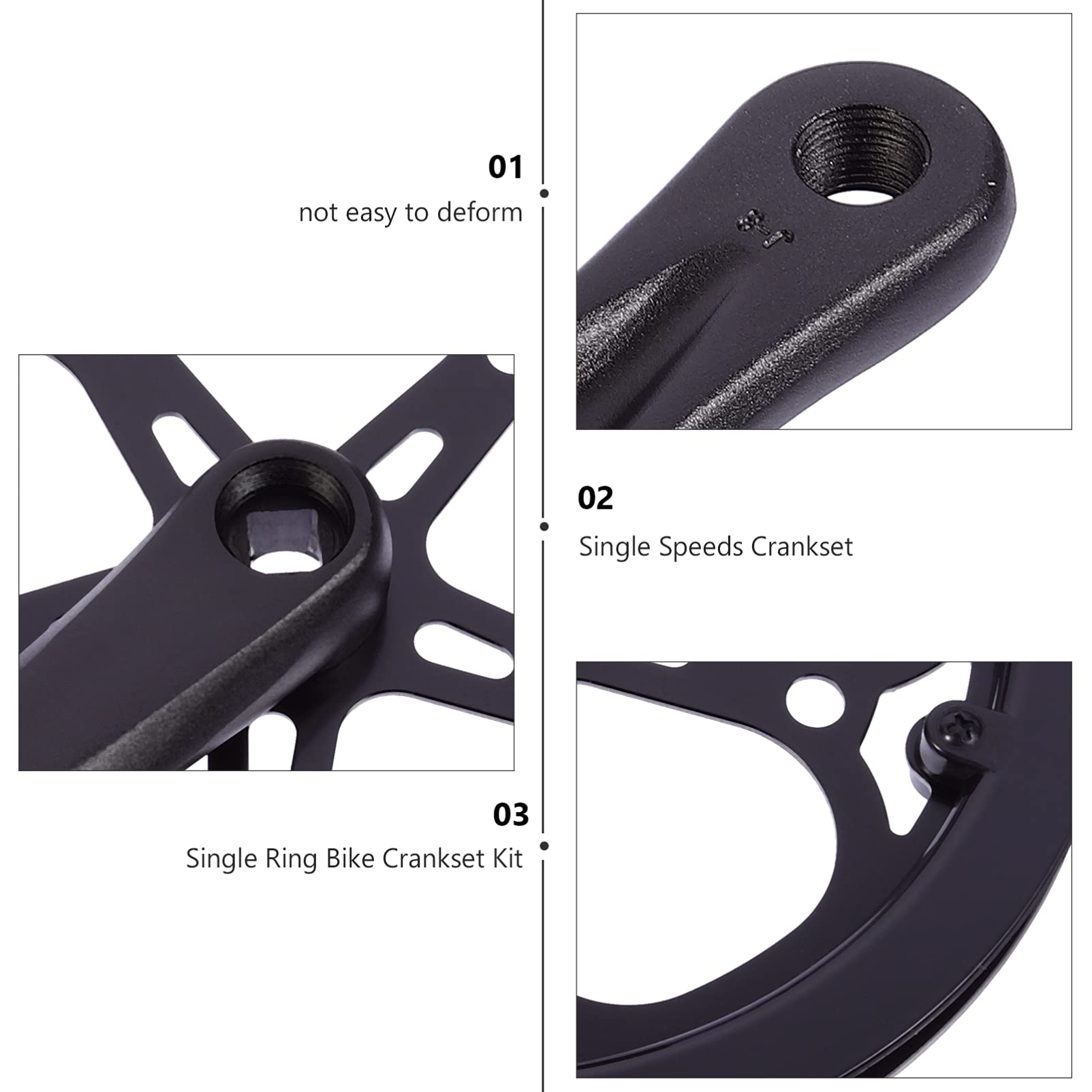 BESPORTBLE Single Crankset MTB Crankset 52T 170mm Crank Arm Mountain Bike Crankset for Single Bike, Road Bicycle, Fixed Gear