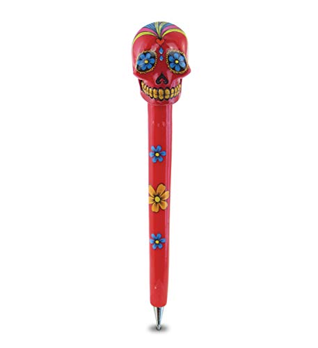 Planet Pens Red Skull Novelty Pen - Fun & Unique Kids and Adults Office Supplies Ballpoint Pen, Colorful Candy Skull Writing Pen Instrument For Cool Stationery School & Office Desk Decor Accessories