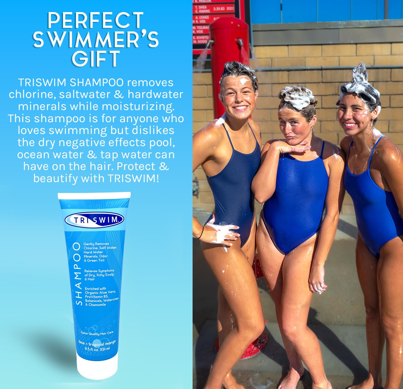 TRISWIM Chlorine Removal Swimmers Shampoo Moisturizing Repairing Hair, 8.5 fl.oz.