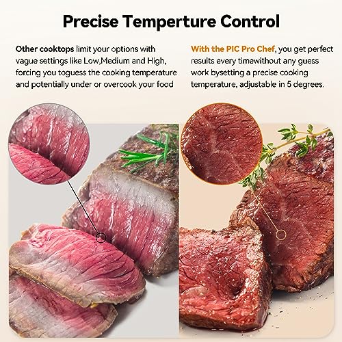 Nuwave Gold Precision Induction Cooktop, Portable, Powerful with Large 8” Heating Coil,100°F to 575°F, 3 Wattage Settings, 12” Heat-Resistant Cooking Surface