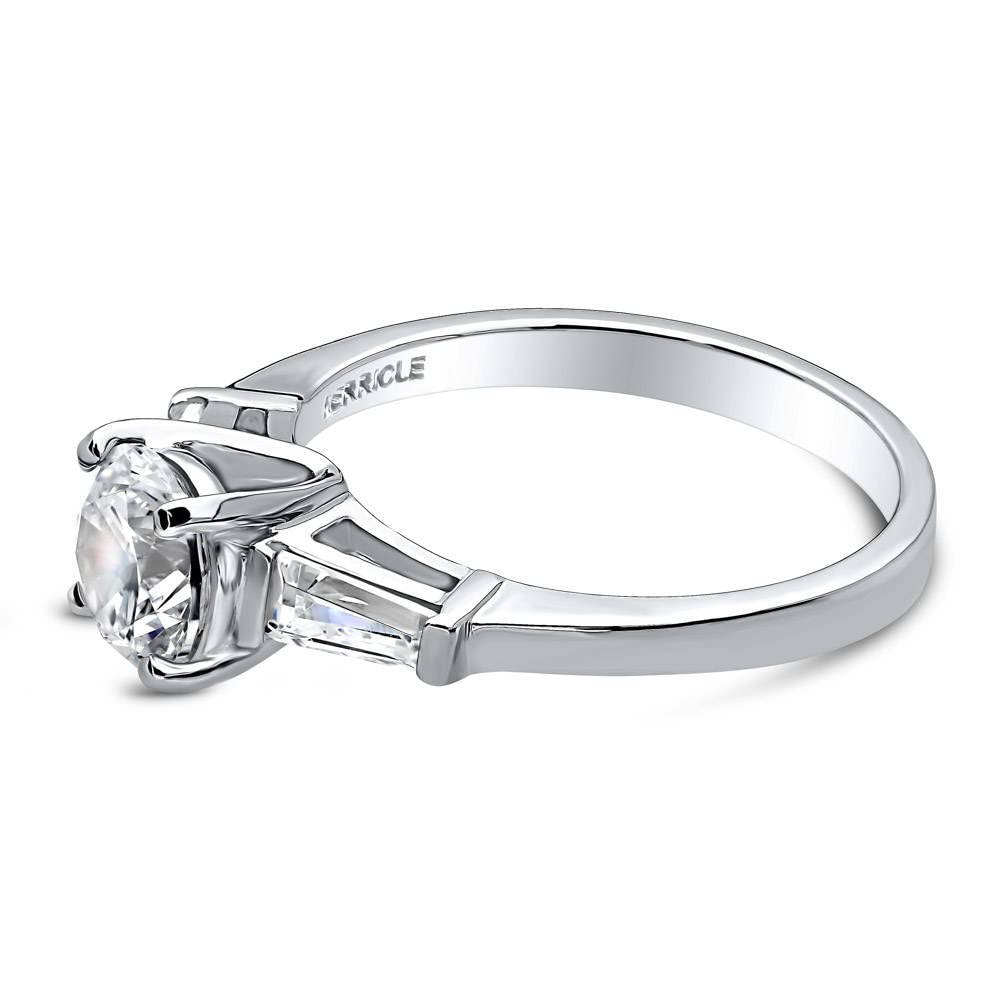 BERRICLE Sterling Silver Solitaire Wedding Engagement Rings 1 Carat Round Cubic Zirconia CZ Promise Ring for Women, Rhodium Plated Size 8