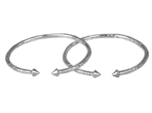 Better Jewelry Cone .925 Sterling Silver West Indian Bangles (Pair) (MADE IN USA)