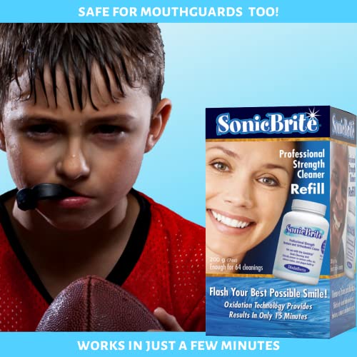SonicBrite: High Intensity Dental Cleaning Powder β Freshen Your Dentures, Retainers, Night Guards and Aligners β Powerful Formula Removes Stains, & Plaque