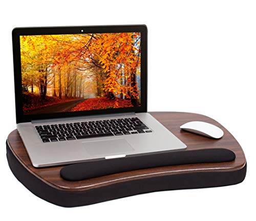 Sofia + Sam Oversized Lap Desk with Memory Foam Cushion | Wrist Rest Cushion | Fits Laptops Up to 17" | Brown and Black | Computer Lap Tray | Portable Home Office Workstation