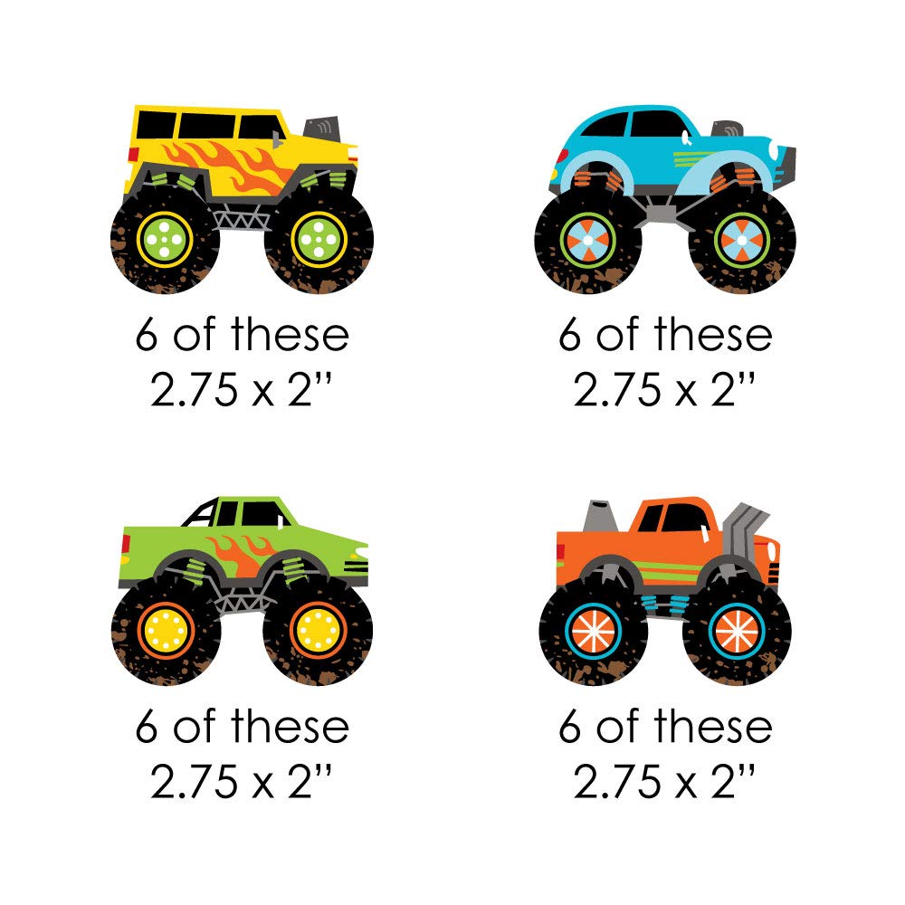 Big Dot of Happiness Smash and Crash - Monster Truck - DIY Shaped Boy Birthday Party Cut-Outs - 24 Count