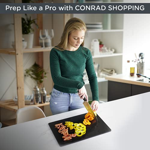 Conrad Shopping Cutting Board, HDPE Plastic Chopping Board, Kitchen Essentials Accessories Boards, Large Size 18 x 12β (Black)