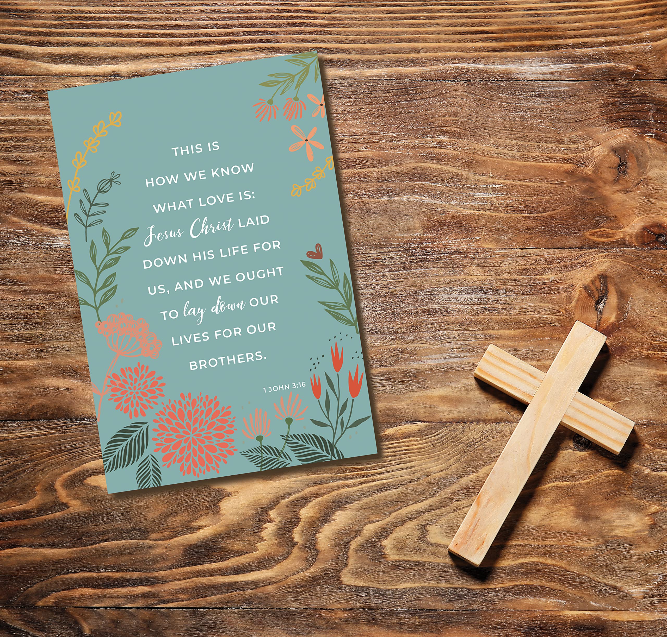 Better Office Products 50 Pack Inspirational Christian Greeting Cards with Envelopes, 6 Bible Verses, 6 Designs, 4x6 Inch, Scripture Notecards for All Occasions,(Floral Harvest)