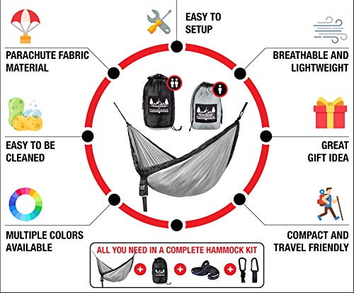 Better Outdoor Supply Camping Hammock - Portable Hammock Single or Double Camping Accessories w/Tree Straps Indoor or Outdoor use/Space Saver Design - Small Family Business