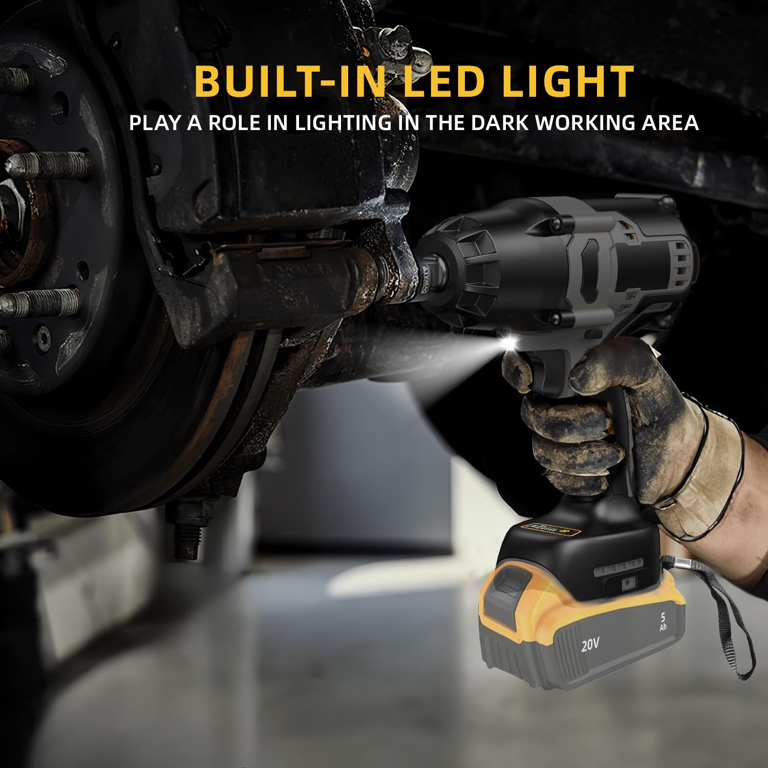 Cordless Impact Wrench 1/2 inch for Dewalt 20V Max Battery, 550 Ft-lbs (750N. m) Brushless High Torque Power Tool with LED Work Light (Batteries and Charger not Included.)