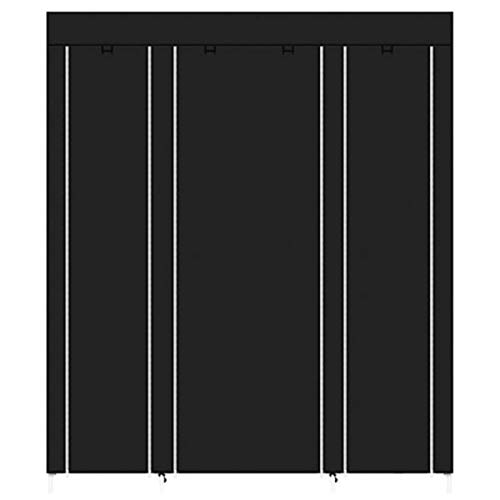 SoSo-BanTian1989 Metal Frame Portable Closets Fabric Wardrobe, Clothing Cabinet Storage Organizer with Dustproof Cover (Black)