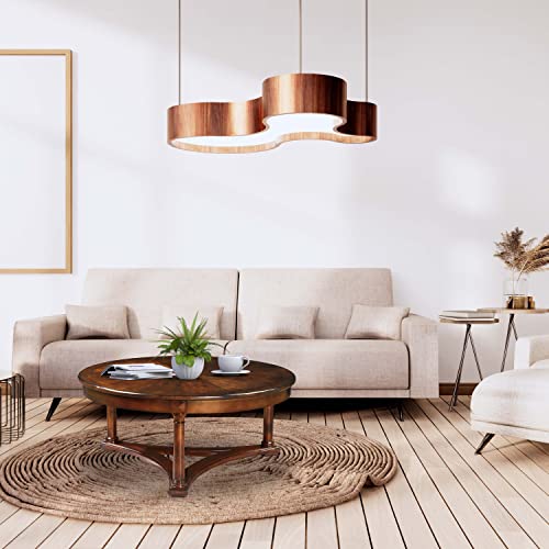 Hekman Furniture Bailey Round Coffee Table β Macadamia Finish, Lower Shelf, Rustic American Cherry Veneers & Select Solids, Lightly Distressed, Mid Century Modern Living Room Furniture
