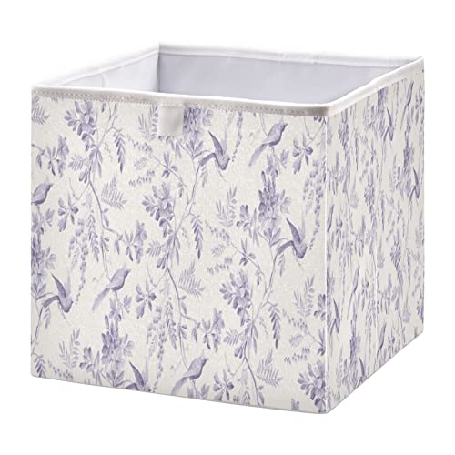 Kigai Purple Floral Pattern Rectangular Storage Bins - 16x11x7 In Large Foldable Storage Basket Fabric Storage Baskes Organizer for Toys, Books, Shelves, Closet, Home Decor