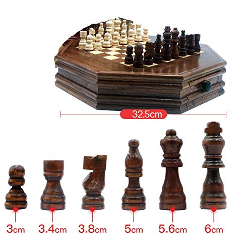 Boutique Chess Set Handwork Solid Wood Coffee Table Walnut Drawer Style Storage Pieces Professional Chess Child Gift Board Game