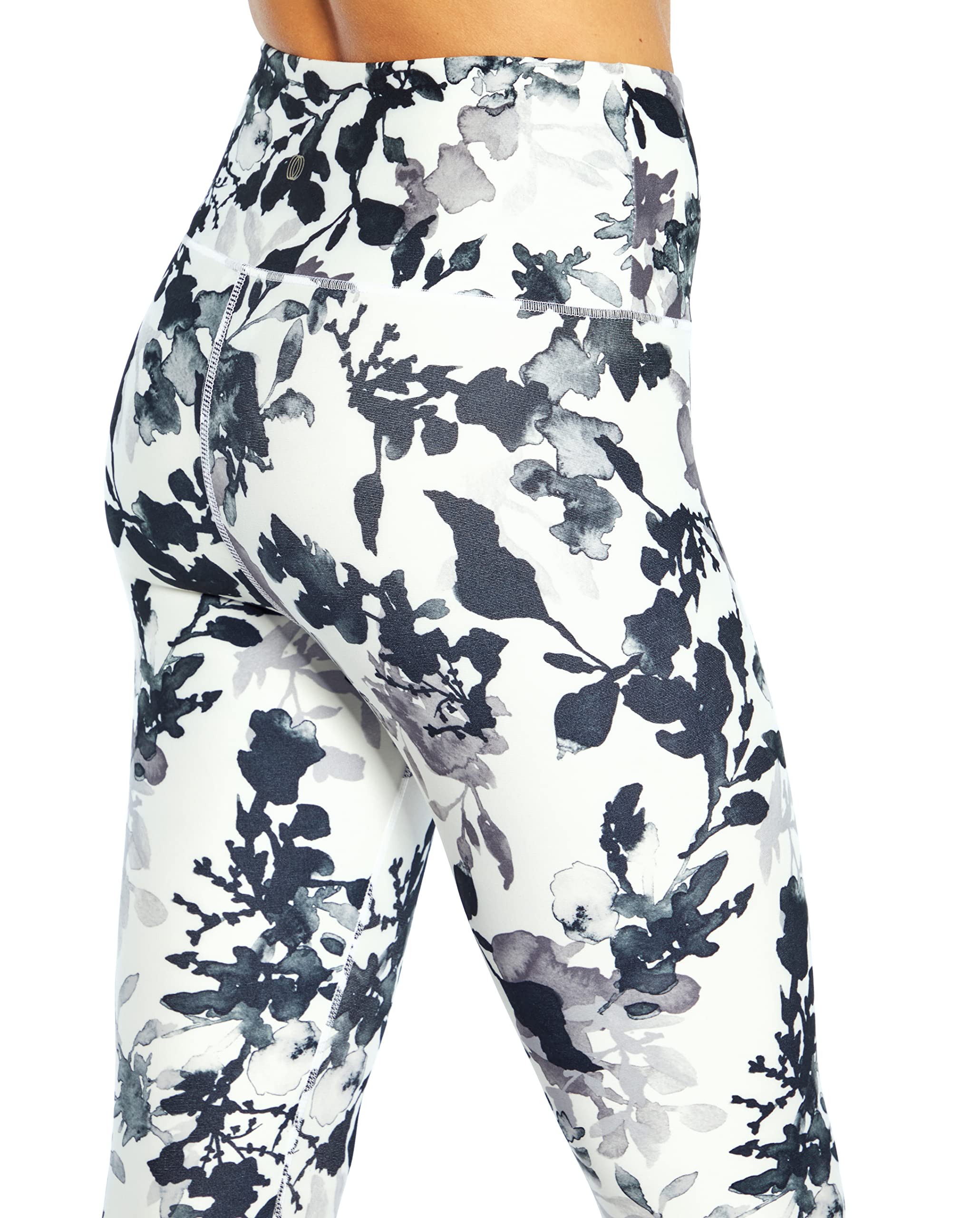 Balance Collection Womens Contender High Rise Capri Legging, Black Watercolor Garden, Small