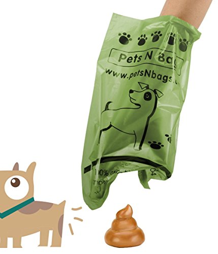 Poop Bags, Environment Friendly Pets N Bags Dog Waste Bags, Biodegradable, Refill Rolls, Includes Dispenser (16 Rolls / 240 Count)