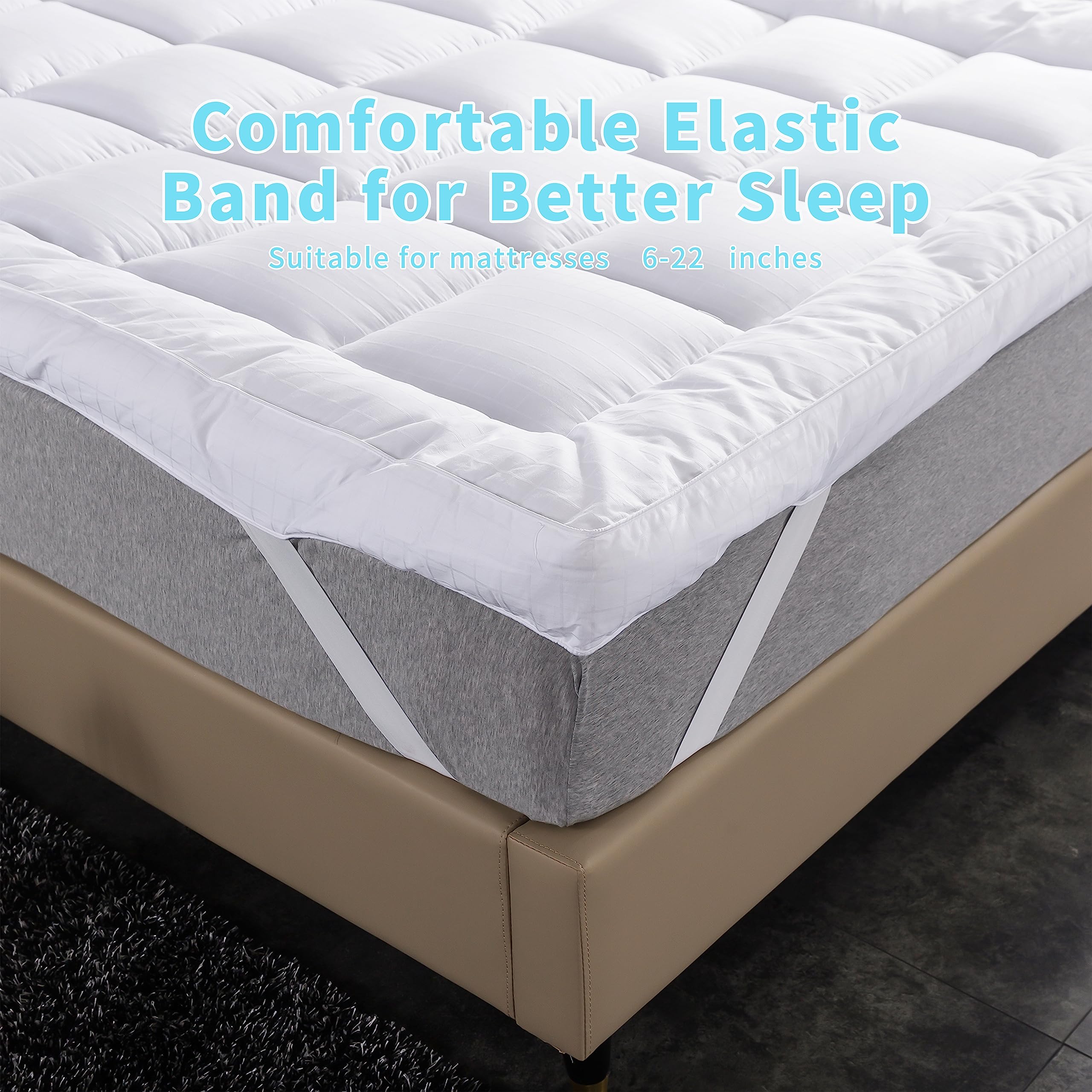 Extra Thick Twin XL Mattress Topper Dorm Bedding. Breathable Cooling Mattress Pad Cover.100% Cotton Pillow Top Quilted Mattress Protect Bed Mattress Topper1400GSM Soft Down Alternative Fill (39x80'')