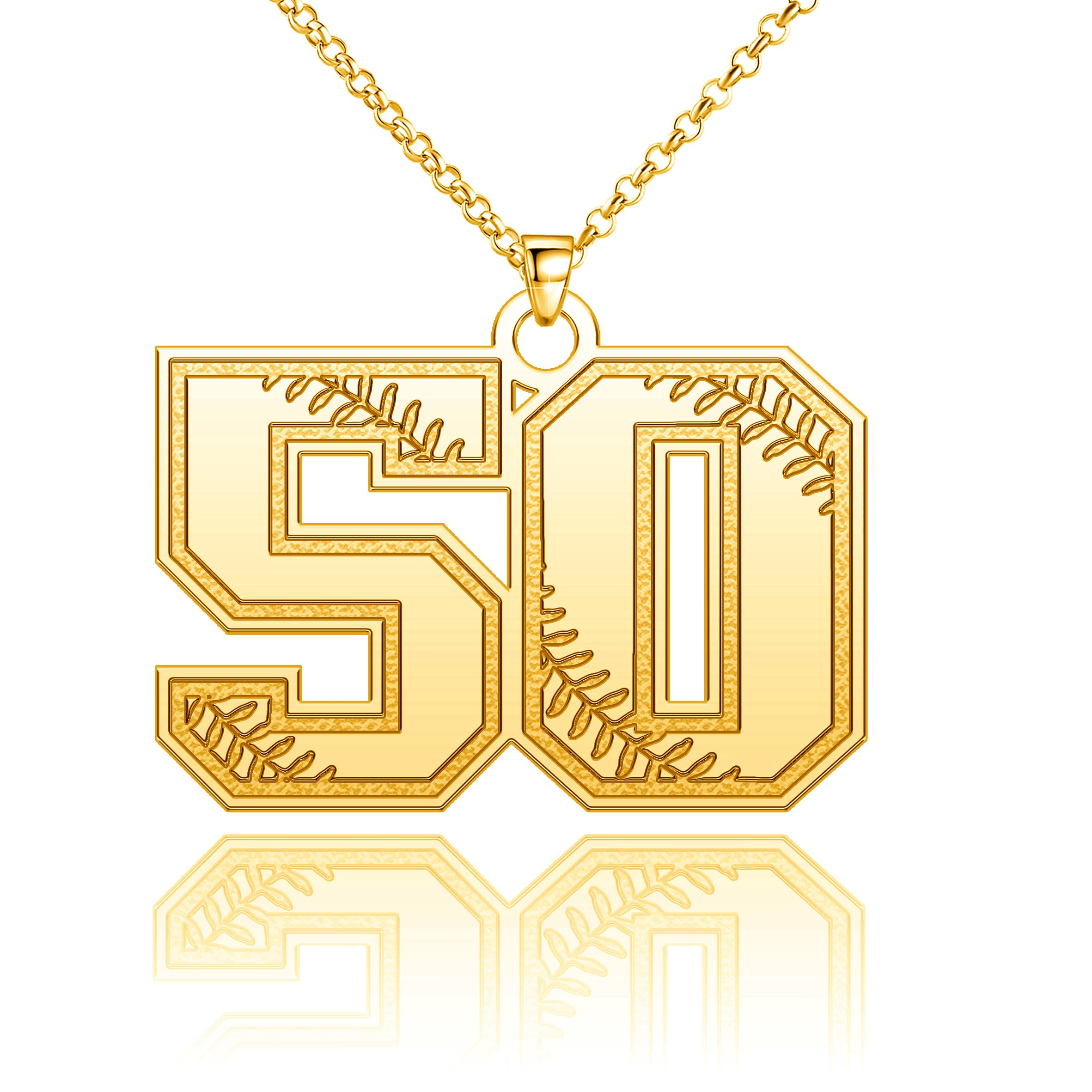 Chris Johnsons 925 Sterling Silver Softball Necklace Jersey Number 00-99 Pendant Baseball Number Necklace 50