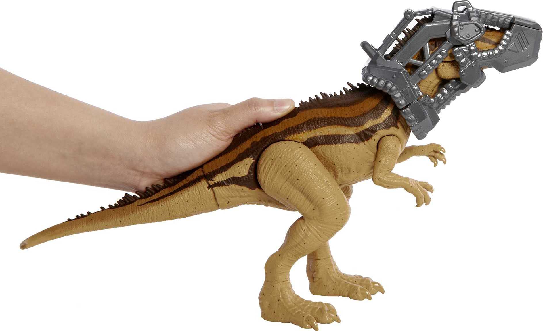 Mattel Jurassic World Mega Destroyers Dinosaur Action Figure, Carcharodontosaurus Brown Dino Toy with Attack Motion & Breakaway Accessory