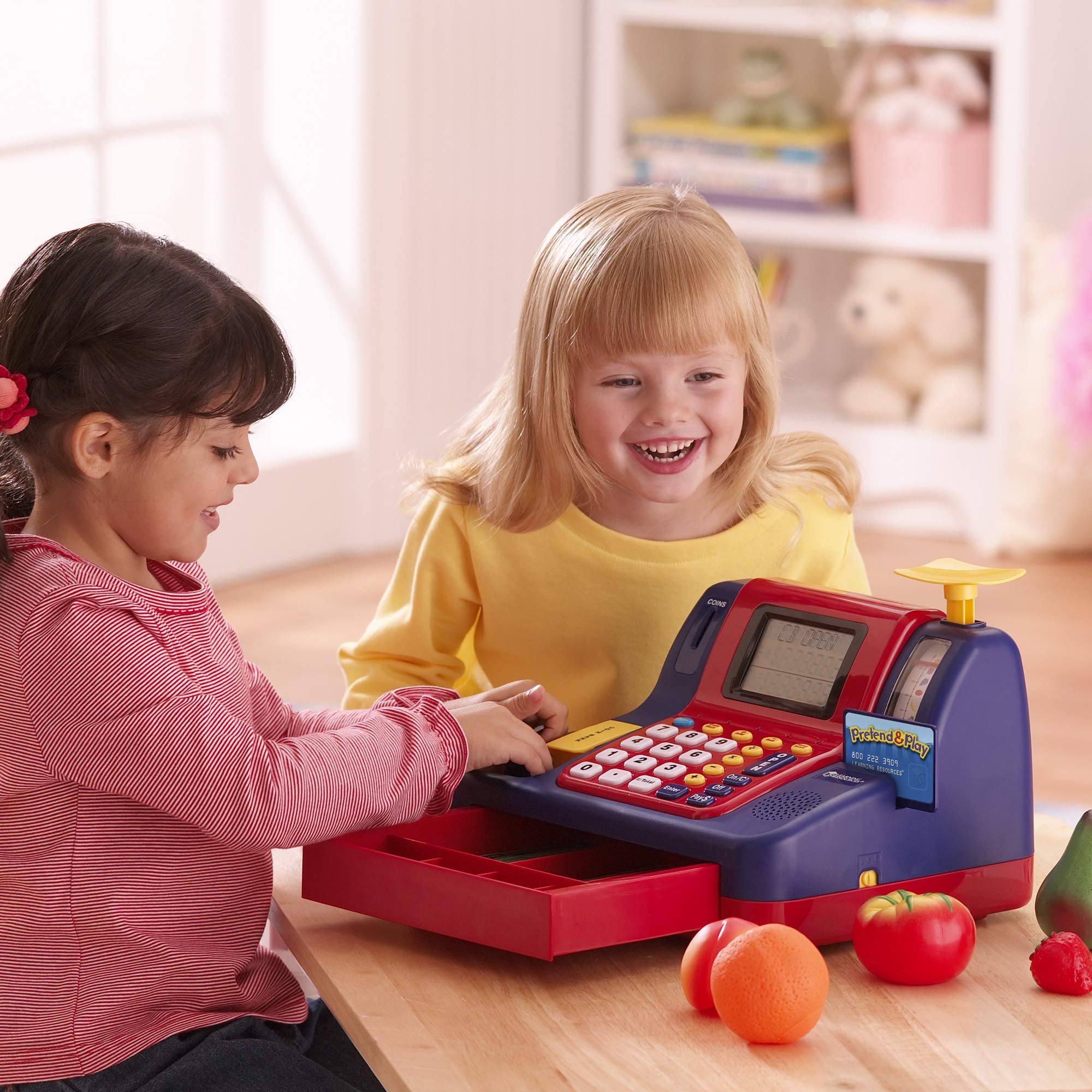 Learning Resources Pretend & Play Teaching Cash Register, 73 Piece Set, Ages 3+, Talking Register, Counting Activities, Money Management