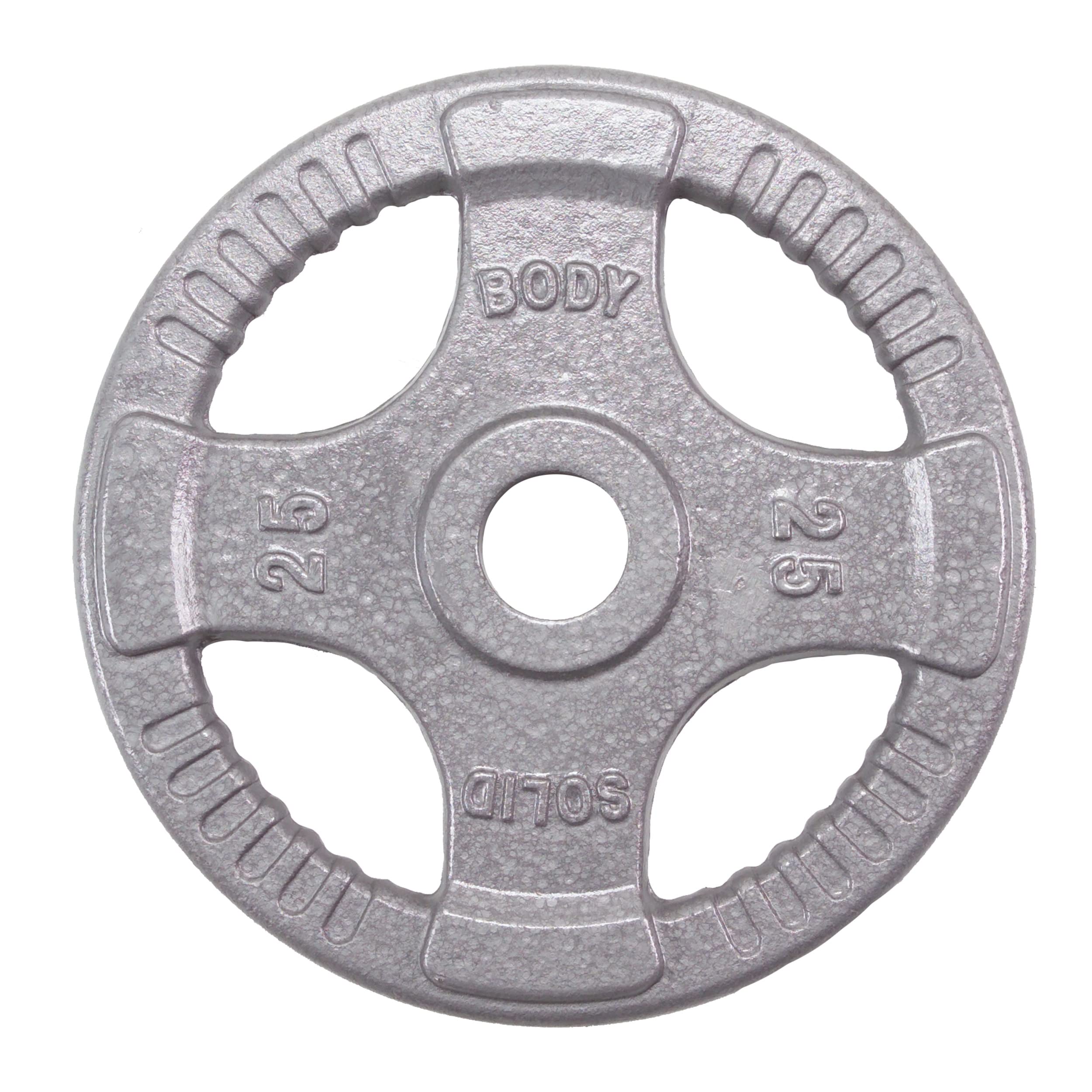Body-Solid (OST400S) Cast Iron Quad Grip Design Weight Plate Set With 7 ft. Olympic Bar - Free Weights, Dumbbell Plates, 2 Inch Standard Hole for All Barbell Types, 400 Pound Total Weight Sets