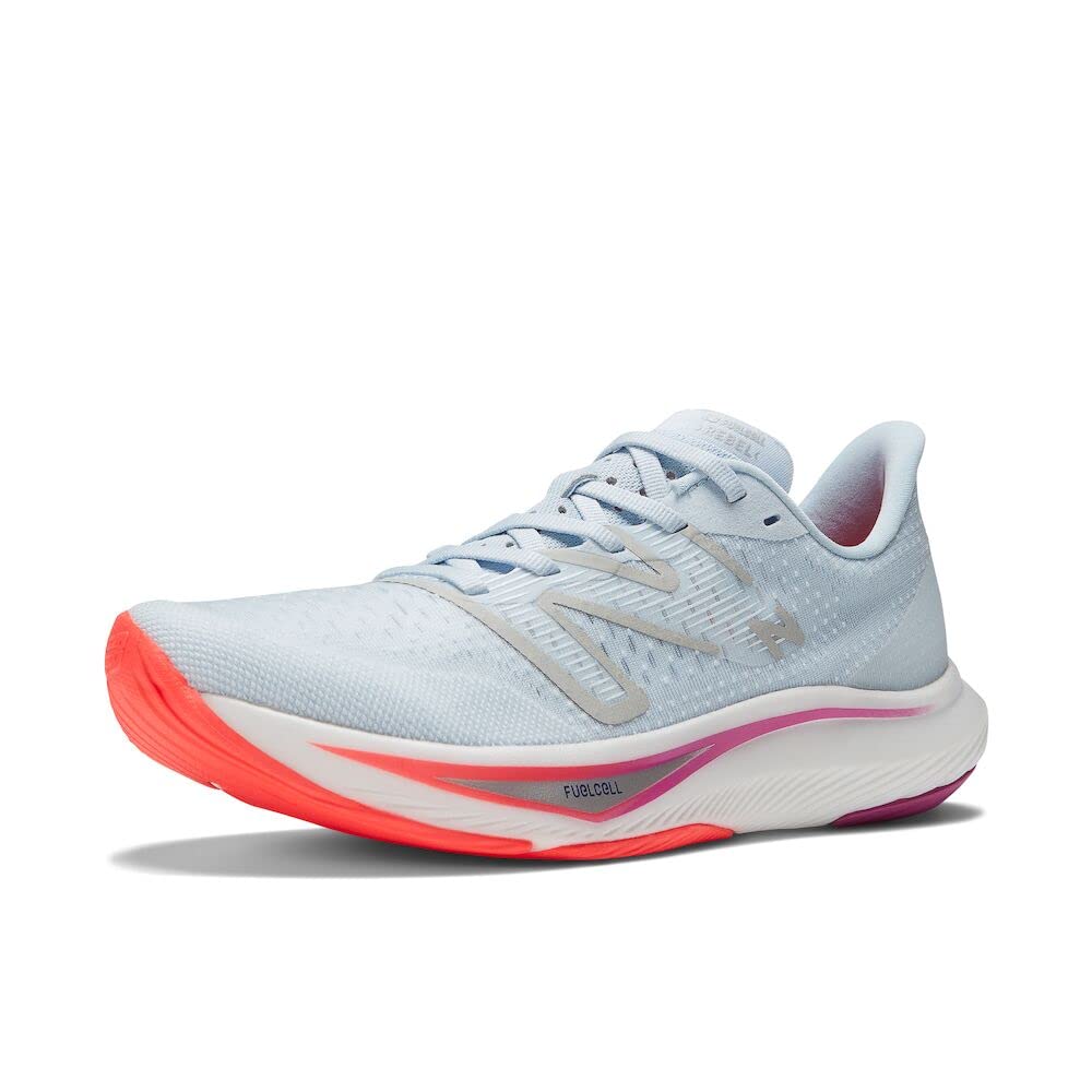 New Balance Women's FuelCell Rebel V3 Running Shoe, Starlight/Electric Red/Magenta Pop, 8.5