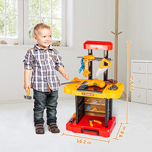 Kids Tool Bench with Electric Drill Toddler Workbench Tools Set for Kids Pretend Play Learning Toy Tool Set, Indoor & Outdoor Toys for 2 Year Old Boys Toy