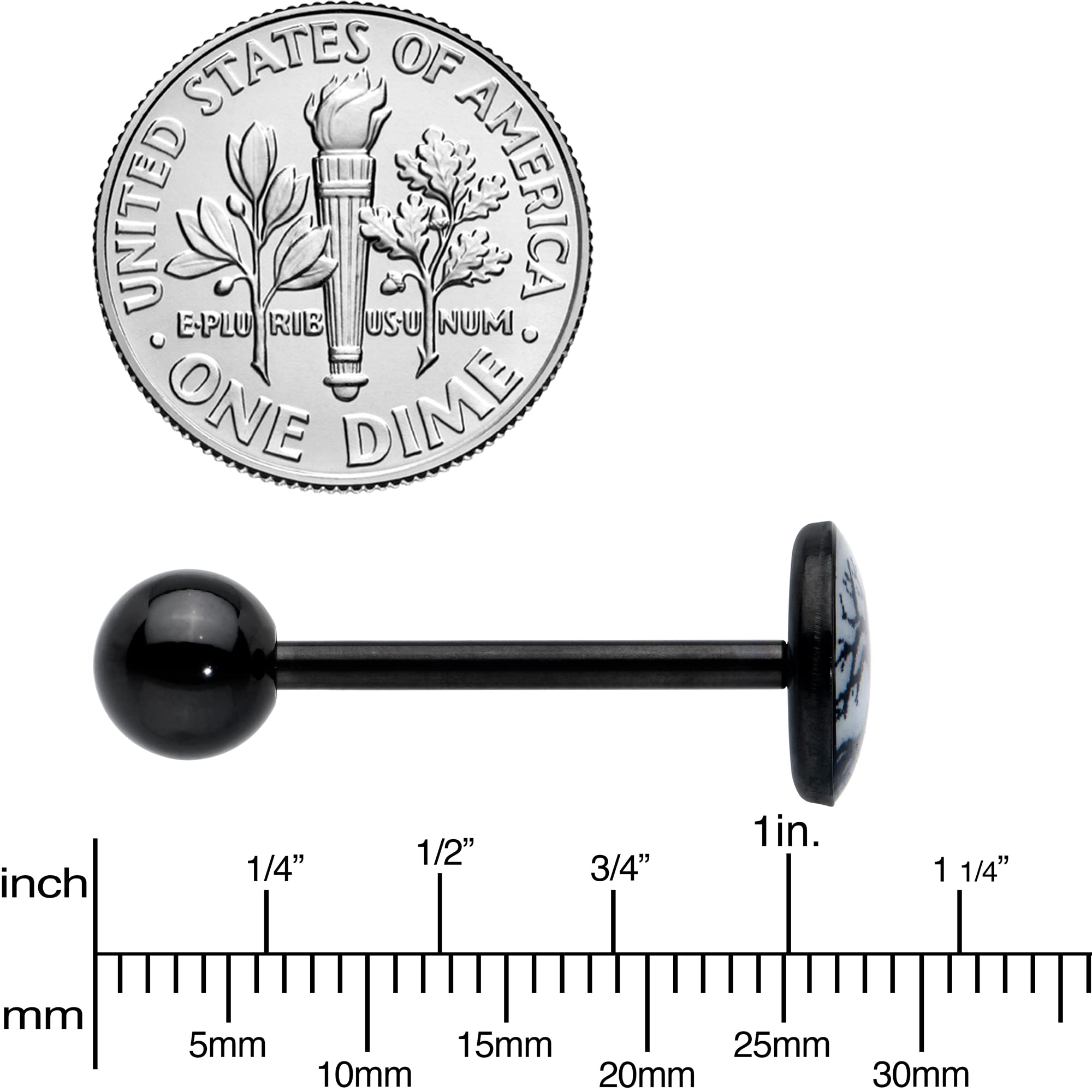 Body Candy 14G Women Anodized Black Glow in Dark Tree of Life Barbell Tongue Ring Body Piercing Jewelry 5/8β