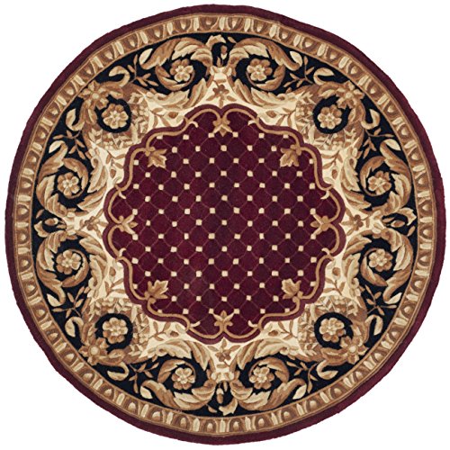SAFAVIEH Naples Collection 6' Round Burgundy / Black NA701A Handmade Traditional Premium Wool Area Rug