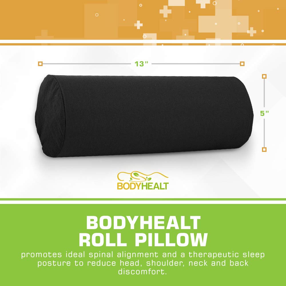 Bodyhealt Neck Roll Pillow - Original Cervical Roll. Round Pillow for Head, Neck, Spine & Back Pain Relief. Circle Pillow, Neck Support Pillow for Sleeping. Cylinder Pillows Firm Lumbar Bolster Pillow