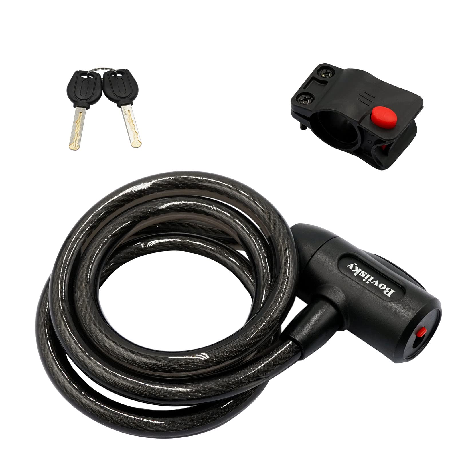 Boviisky Bike Cable Lock with Key, Heavy Duty Bicycle Lock, 4 Feet with Mounting Bracket,1/2 Inch Diameter.