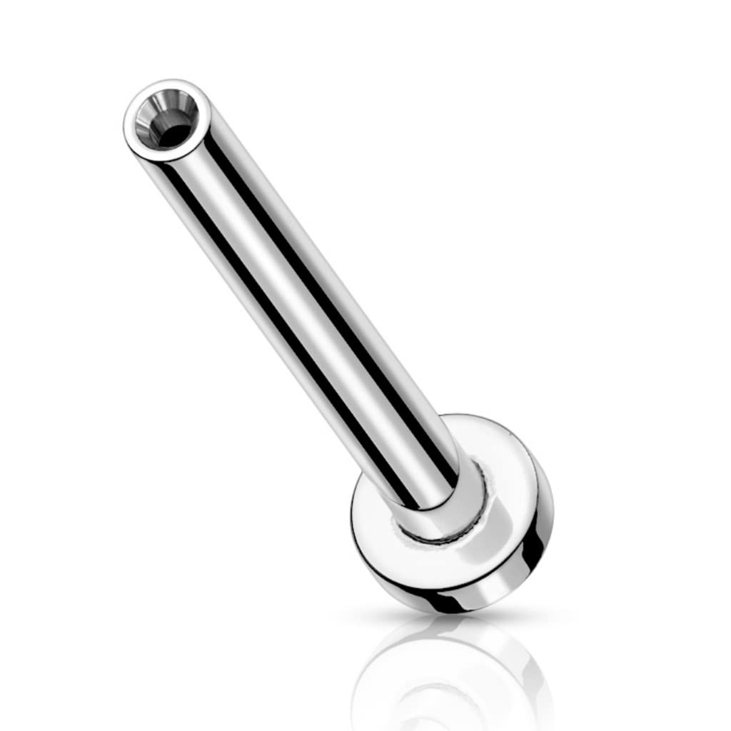 BODY DAZZ Threadless Titanium Post Designed for Push in Labret, Nose Ring, Cartilage Stud, Lip Piercing Tops (16G - 12mm (1/2") Length)