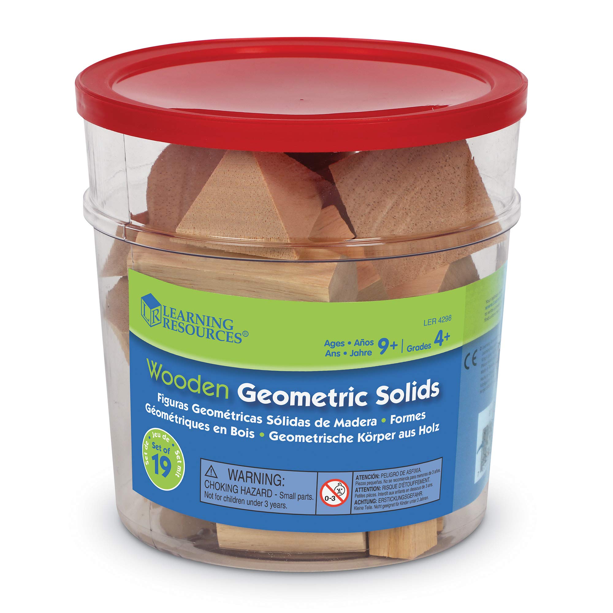 Learning Resources Wood Geometric Solids, Kids Wooden Shapes, Montessori Toys, Set of 19, Ages 9+