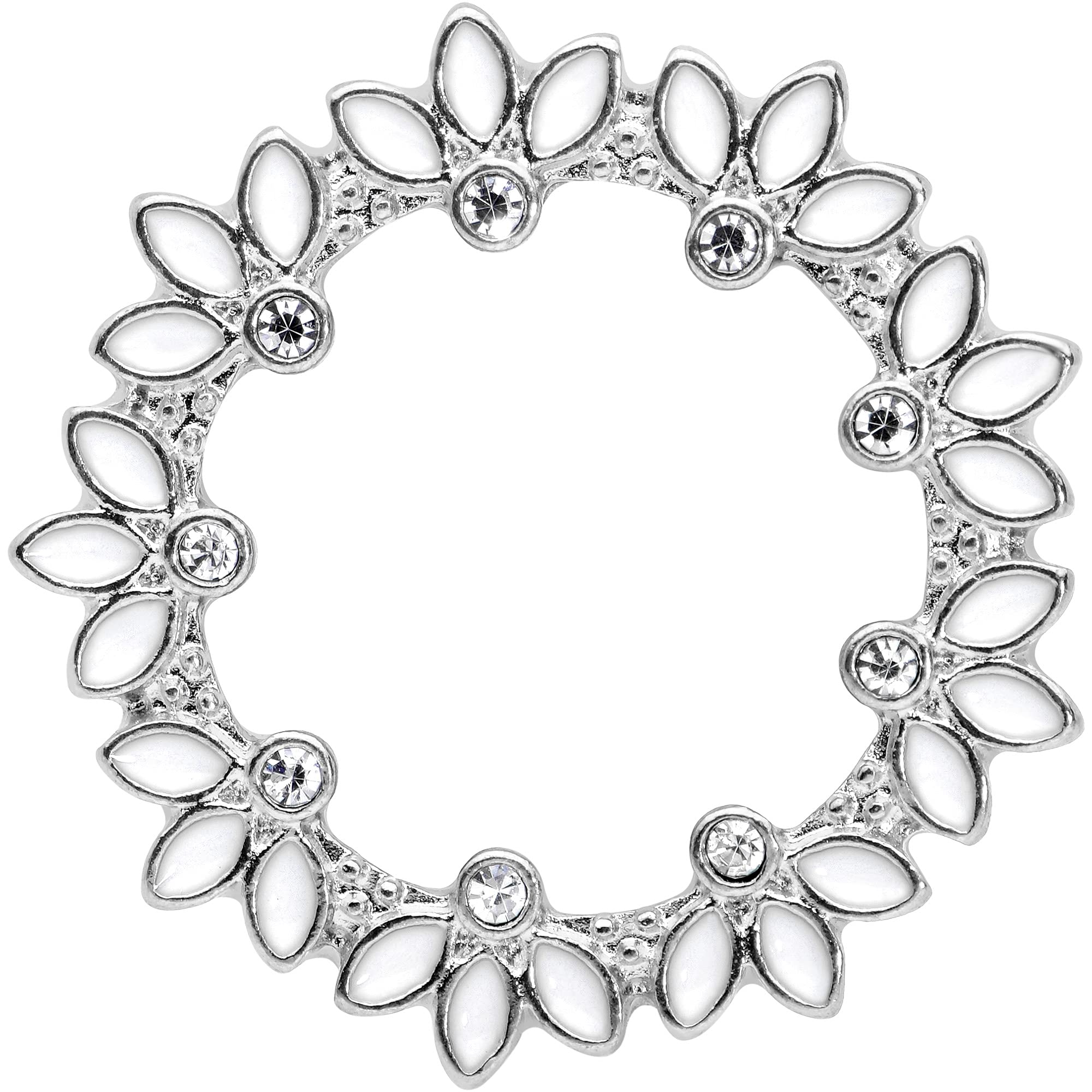 Body Candy 2Pc Womens 316L Steel White Leaves 5/8" Double Flare Screw Fit Tunnel Plug Ear Plug Gauges Set